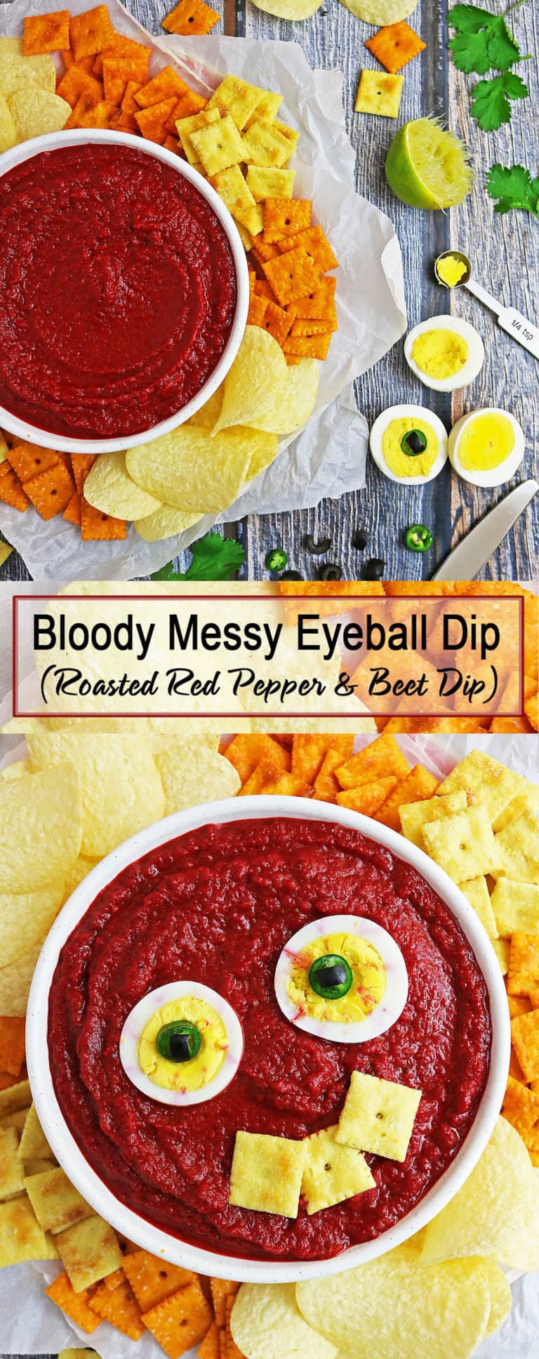 Bloody Messy Eyeball Dip {Roasted Red Pepper Beet Dip}