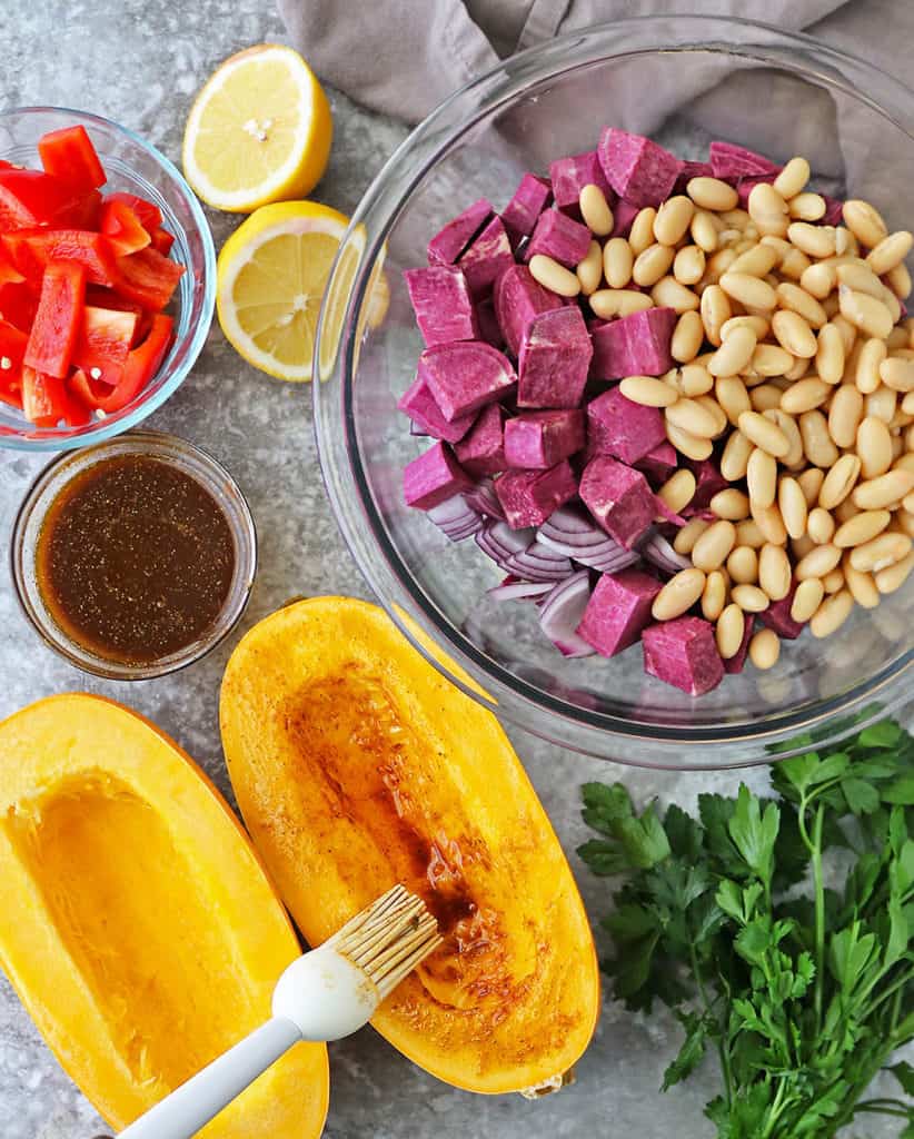 Vegetarian Sheet Pan Dinner Recipe With Orangetti Squash