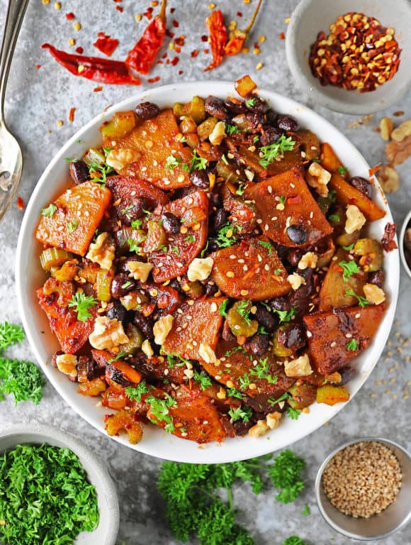 Easy Black Bean Golden Beet Sauté - Savory Spin