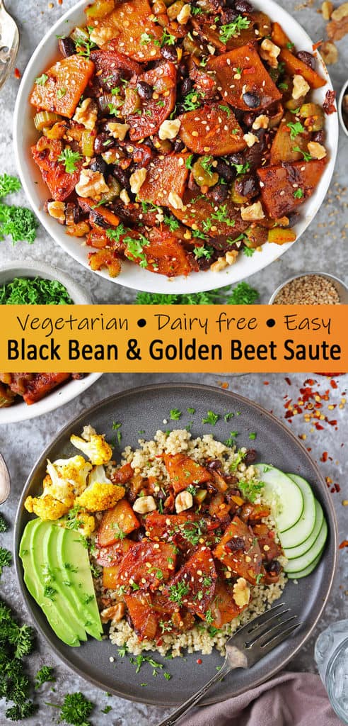 Easy Black Bean Golden Beet Sauté - Savory Spin