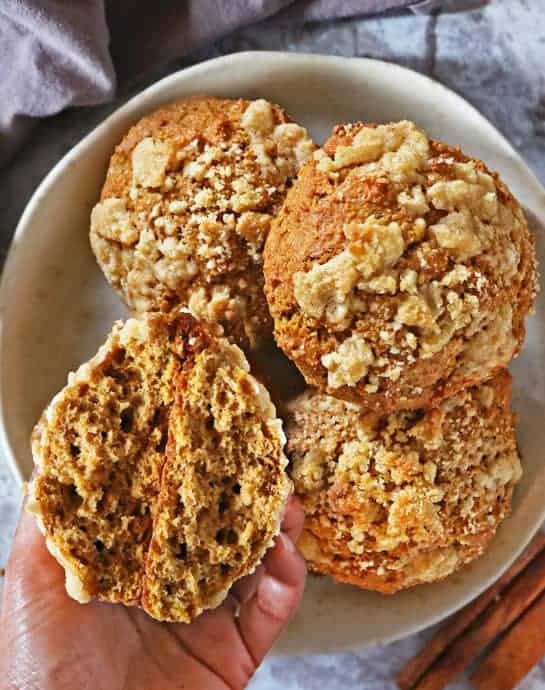 Pumpkin Muffin Tops with Streusel Topping - Savory Spin