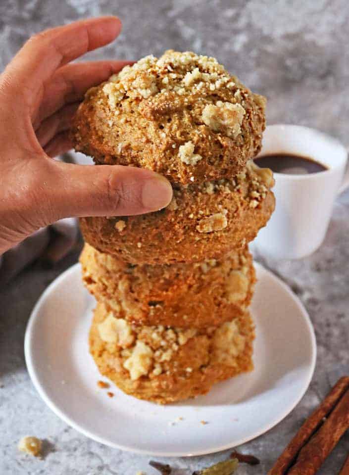 Pumpkin Muffin Tops with Streusel Topping - Savory Spin