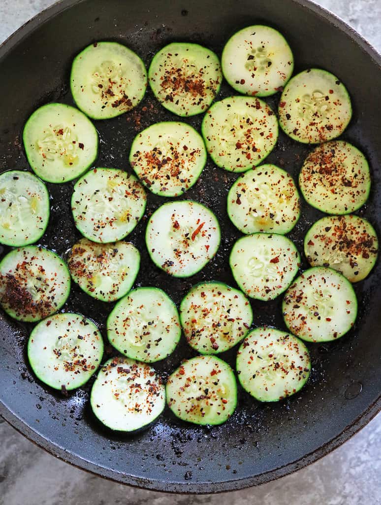 2-Ingredient Pan Fried Cucumbers Recipe - Savory Spin