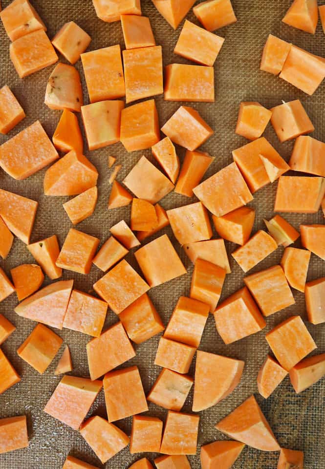 Cubed Roasted Sweet Potatoes - Savory Spin