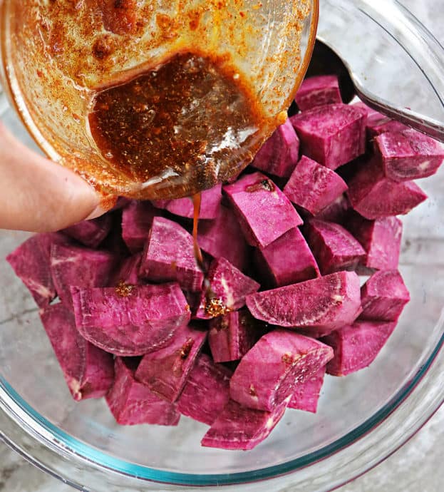 Oven Roasted Purple Sweet Potatoes - Savory Spin