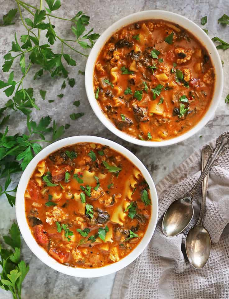 Chicken Lasagna Soup Recipe - Savory Spin