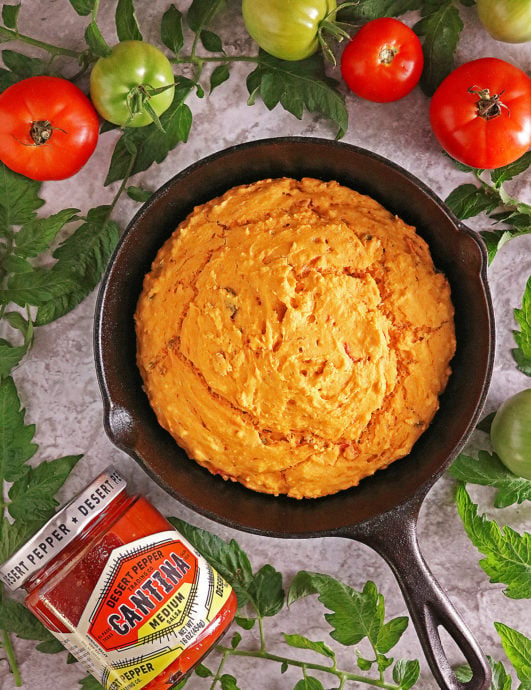 Easy 4-ingredient Skillet Salsa Bread