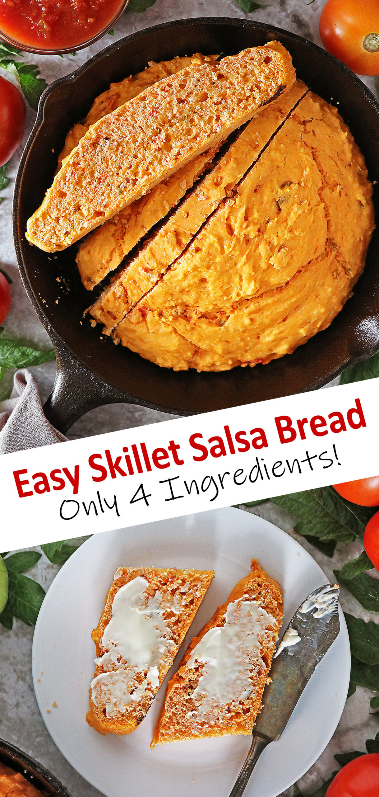 Easy 4-ingredient Skillet Salsa Bread