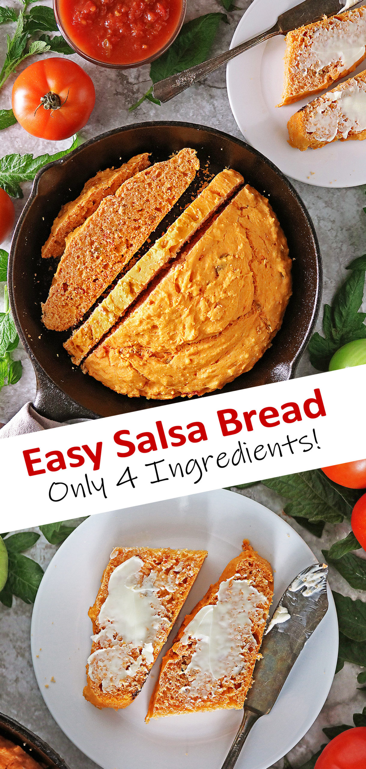 Easy 4-ingredient Skillet Salsa Bread