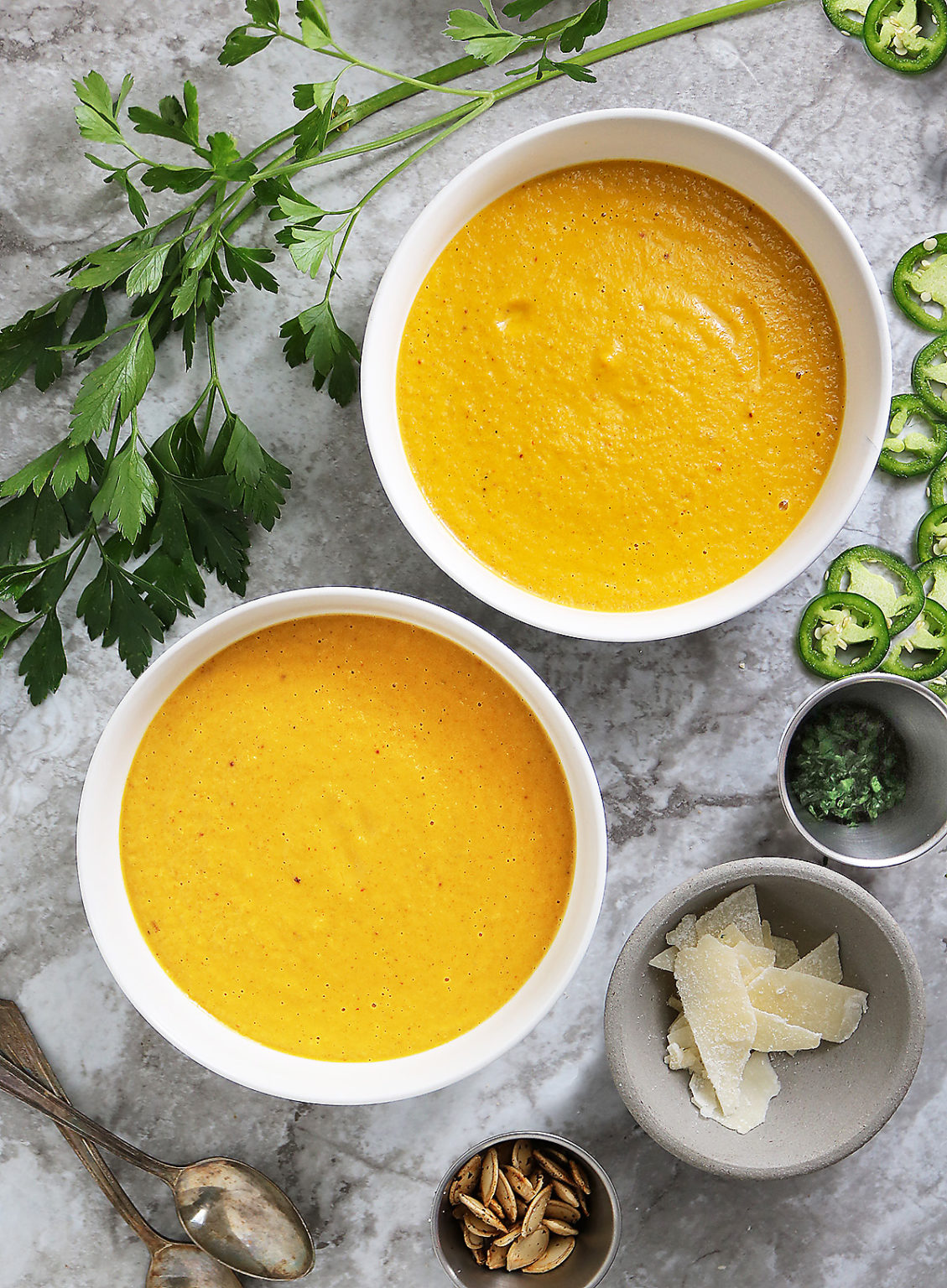 Harissa Pumpkin Soup with Leftover Pumpkin Guts