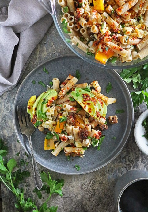 Easy High Protein Breakfast Pasta - Savory Spin